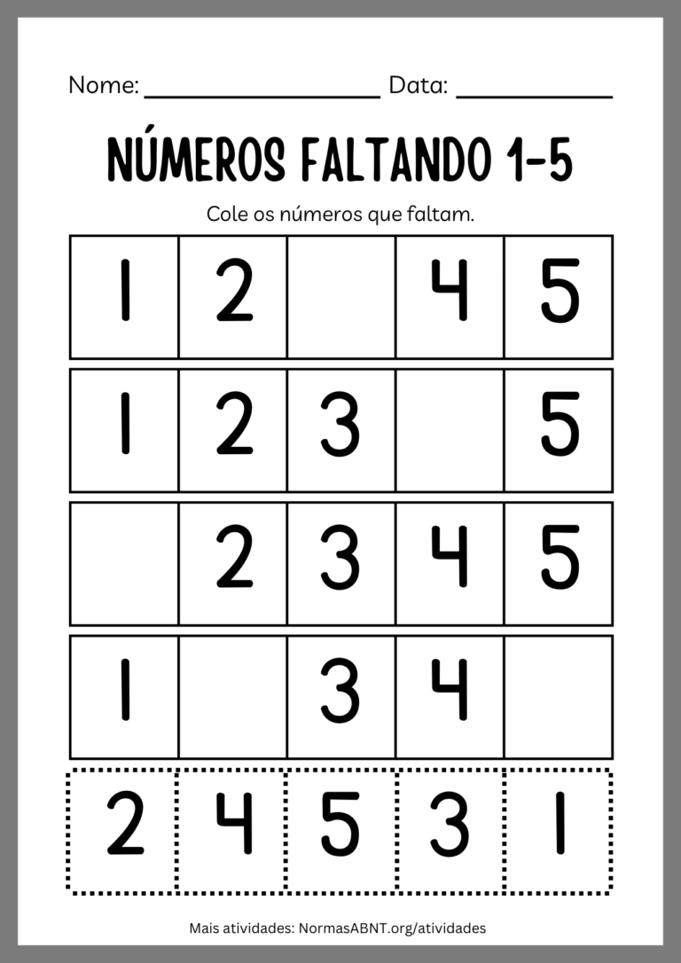 17 folhas de atividades de alfabetização - números e letras